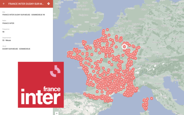 Fréquence France Inter : Station France Inter Radio